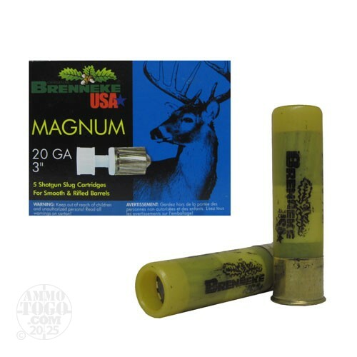 20 Gauge Rifled Slug Ammo for Sale by Brenneke Slugs - 25 Rounds
