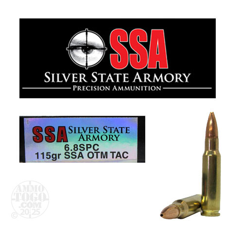 6.8 SPC Ammo - 200 Rounds of 115 Grain Hollow Point by Silver State Armory