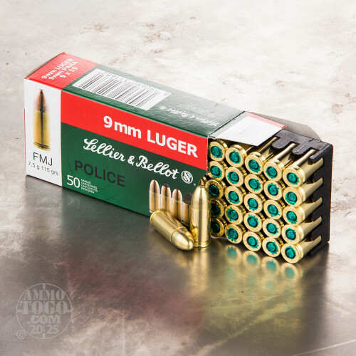 9mm Luger (9x19) Full Metal Jacket (FMJ) Ammo for Sale by Sellier ...