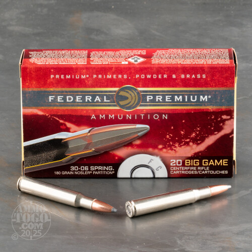 30-06 Ammunition for Sale. Federal 180 Grain Nosler Partition - 20 Rounds