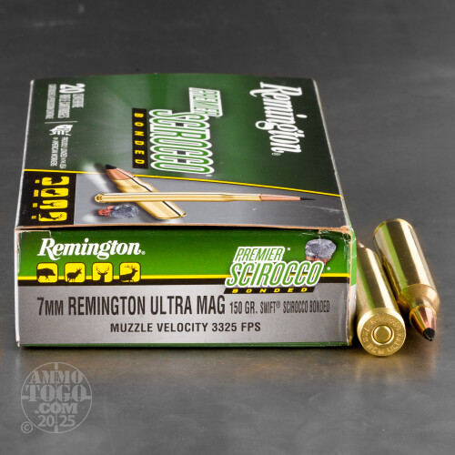 7mm Ultra Mag Ammunition for Sale. Remington 150 Grain Bonded Soft ...