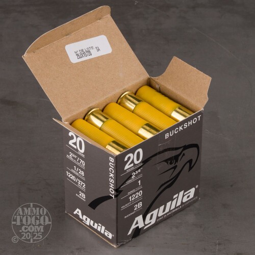 20 Gauge Ammunition for Sale. Aguila 1 oz. #2 Buck - 250 Rounds