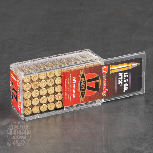 17 HM2 (Mach 2) Ammunition for Sale. Hornady 15.5 Grain NTX - 50 Rounds