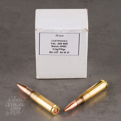 308 Winchester (7.62X51) Ammo - 20 Rounds of 175 Grain Hollow-Point ...