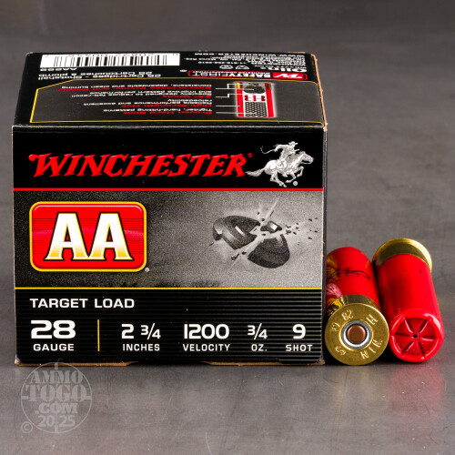 28 Gauge Ammunition for Sale. Winchester 3/4 oz. #9 Shot - 250 Rounds