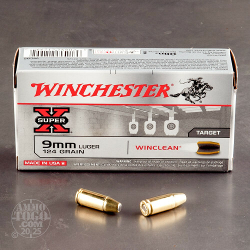 9mm Luger (9x19) Ammunition for Sale. Winchester 124 Grain BEB - 50 Rounds