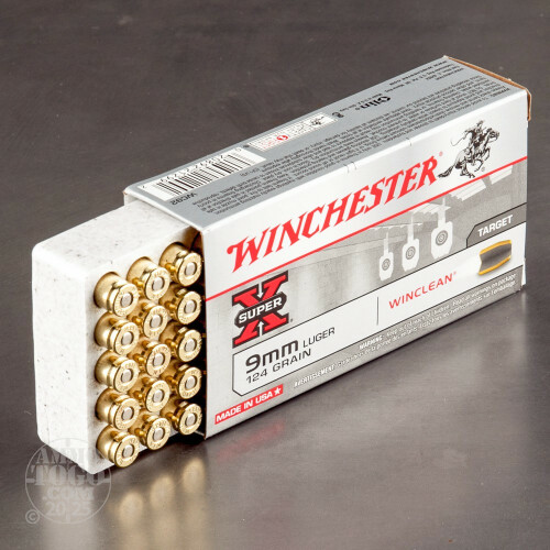 9mm Luger (9x19) Ammunition for Sale. Winchester 124 Grain BEB - 50 Rounds
