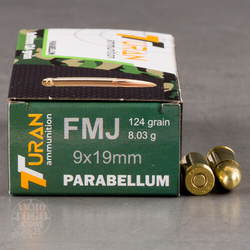 Cheap 9mm Luger (9x19) ammo - Bulk Turan Full Metal Jacket (FMJ) 500 ...