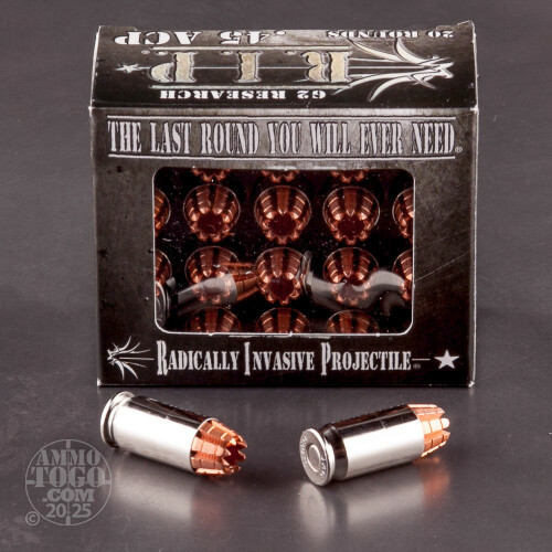 45 ACP (Auto) Ammo - 20 Rounds of 162 Grain Solid Copper Hollow Point ...