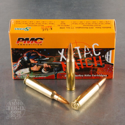223 Remington Ammunition for Sale. PMC 77 Grain Open Tip Match - 200 Rounds