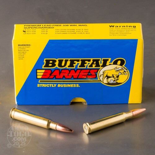 338 Winchester Magnum Ammo - 20 Rounds of 225 Grain TSX by Buffalo Bore