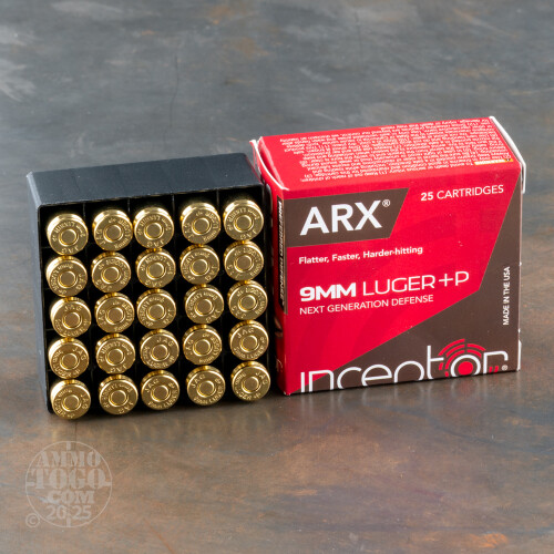 9mm Luger (9x19) Ammo - 25 Rounds of 65 Grain ARX by Inceptor