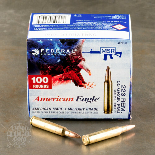 223 Remington Ammo - 100 Rounds of 55 Grain Full Metal Jacket (FMJ) by ...