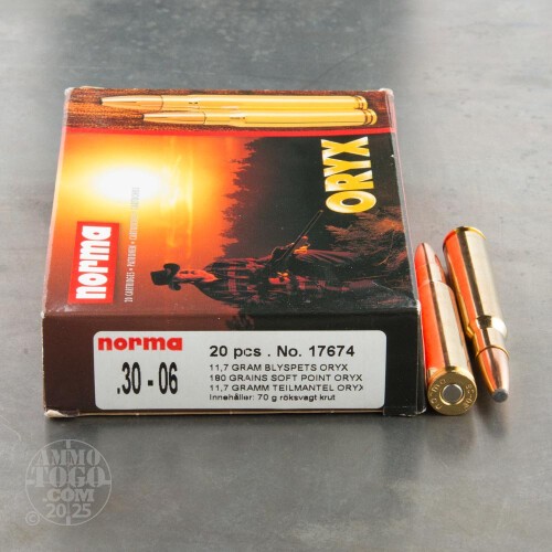 30-06 Ammunition for Sale. Norma 180 Grain Soft-Point (SP) - 20 Rounds