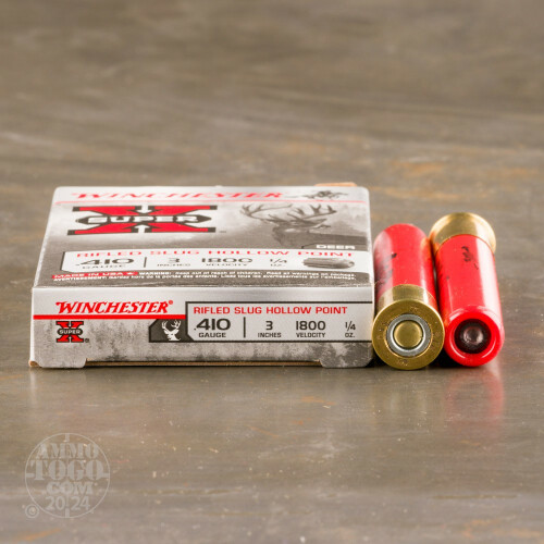 410 Gauge Ammo - 250 Rounds of 1/4 oz. Rifled Slug by Winchester