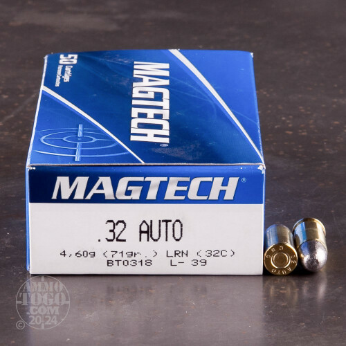 32 Auto (ACP) Lead Round Nose (LRN) Ammo for Sale by Magtech - 50 Rounds