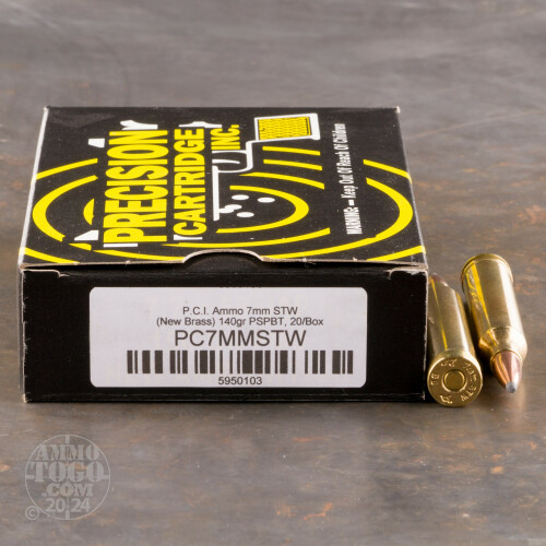 7mm Stw Ammo - 20 Rounds of 140 Grain Pointed Soft Point Boat-Tail by PCI