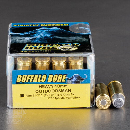 10mm Auto Ammunition for Sale. Buffalo Bore 220 Grain Lead Flat Nose ...