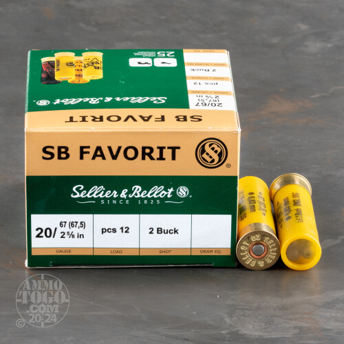 20 Gauge Ammo - 25 Rounds of #2 Buck by Sellier & Bellot