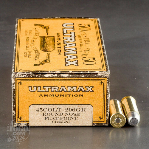 45 Long Colt Ammo - 50 Rounds of 200 Grain Round Nose by Ultramax