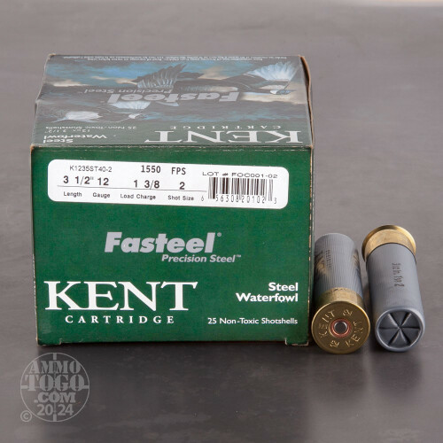 12 Gauge Ammo - 25 Rounds of 1-3/8 oz. #2 Shot by Kent