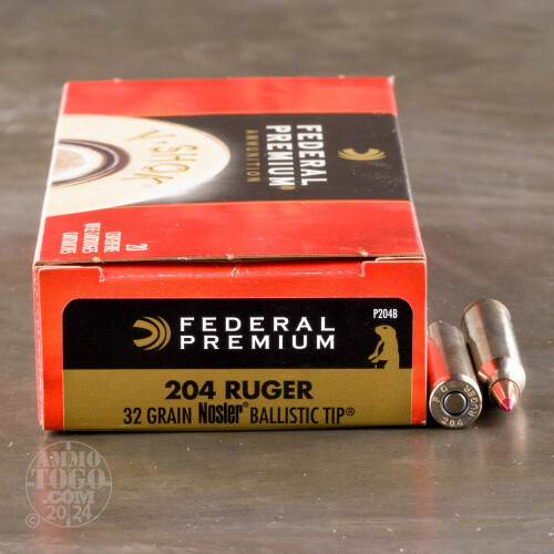 204 Ruger Ammunition for Sale. Federal 32 Grain Nosler Ballistic Tip ...