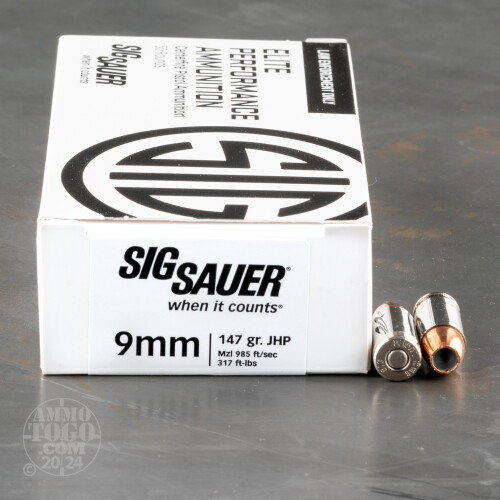 9mm Luger (9x19) Jacketed Hollow-Point (JHP) Ammo for Sale by SIG - 50 ...