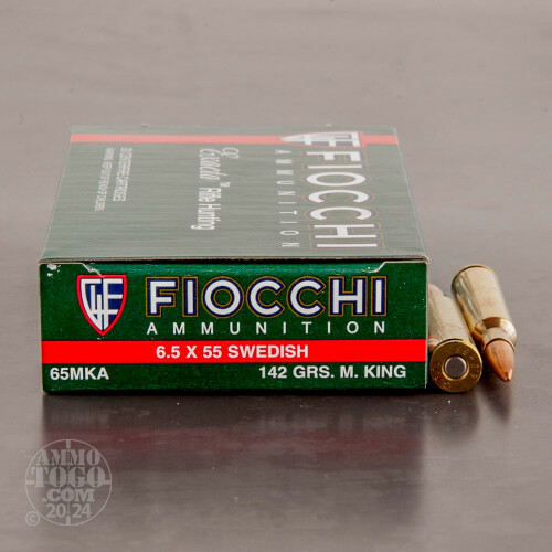 6.5x55mm Swedish Ammo - 20 Rounds of 142 Grain Hollow-Point Boat Tail (HP-BT) by Fiocchi