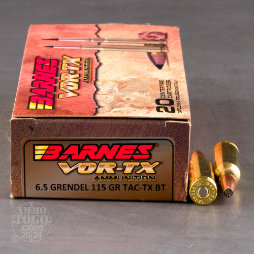 6.5 Grendel Ammo - 20 Rounds of 115 Grain Solid Copper by Barnes
