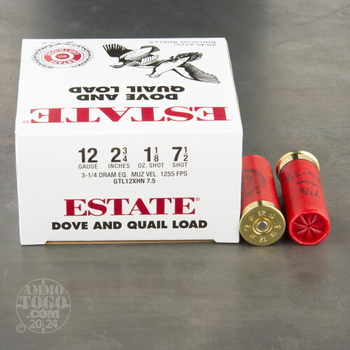 12 Gauge Ammunition for Sale. Estate Cartridge 1-1/8 oz. #7-1/2 Shot ...