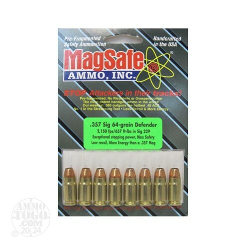 357 Sig Ammo - 8 Rounds of 64 Grain Jacketed Hollow-Point (JHP) by ...