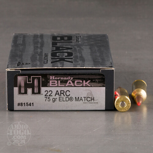 22 ARC Ammunition for Sale. Hornady 75 Grain ELD Match - 20 Rounds