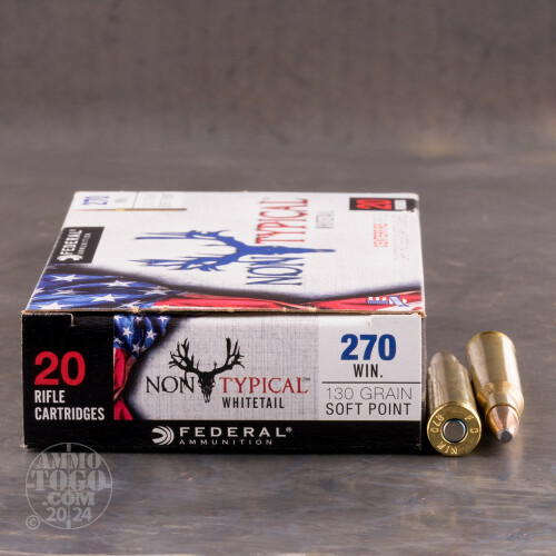 270 Winchester Ammo - 20 Rounds of 130 Grain Soft-Point (SP) by Federal