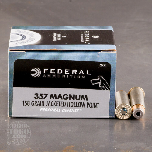 357 Magnum Jacketed Hollow-Point (JHP) Ammo for Sale by Federal - 20 Rounds
