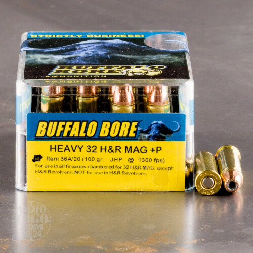 32 H&R Magnum Ammunition for Sale. Buffalo Bore 100 Grain Jacketed Hollow-Point (JHP) - 20 Rounds