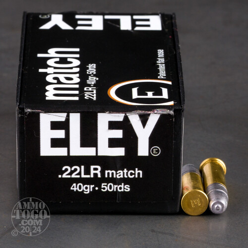 22 Long Rifle (LR) Ammo - 50 Rounds of 40 Grain Lead Flat Nose by Eley