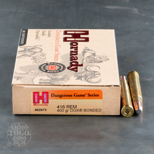 416 Remington Magnum Ammo - 20 Rounds of 400 Grain DGX by Hornady