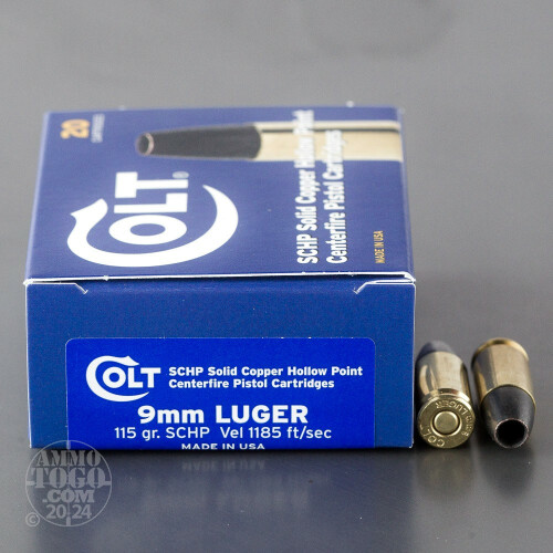 9mm Luger (9x19) Ammunition for Sale. Colt 150 Grain Jacketed Hollow ...