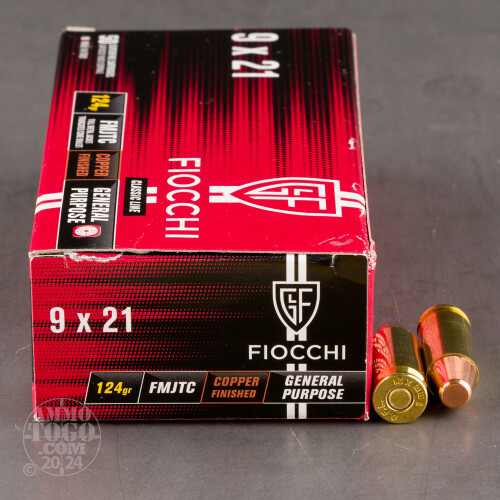 9x21mm IMI Ammo - 50 Rounds of 124 Grain Full Metal Jacket Truncated ...