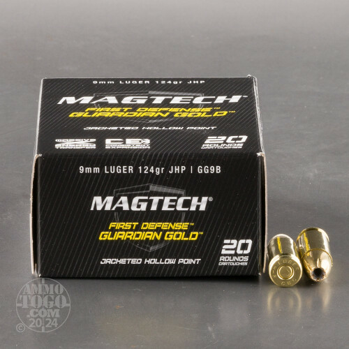 9mm Luger (9x19) Ammunition for Sale. Magtech 124 Grain Jacketed Hollow ...
