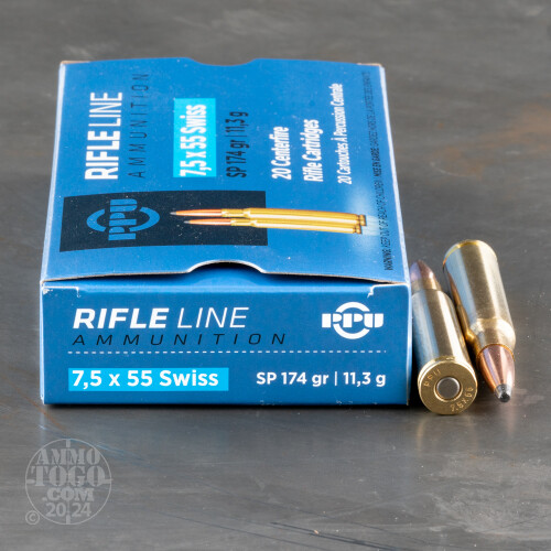 7.5x55 Swiss Soft-Point (SP) Ammo for Sale by Prvi Partizan - 20 Rounds