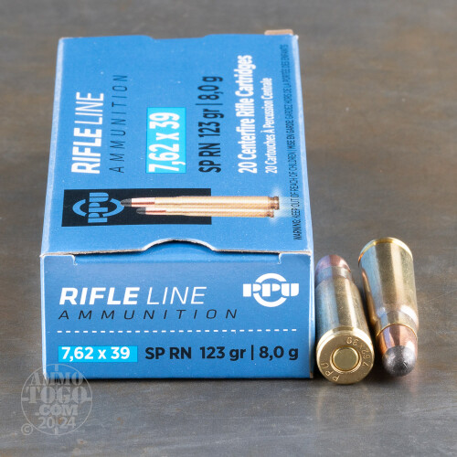 7.62X39 Ammo - 20 Rounds of 123 Grain Soft-Point (SP) by Prvi Partizan