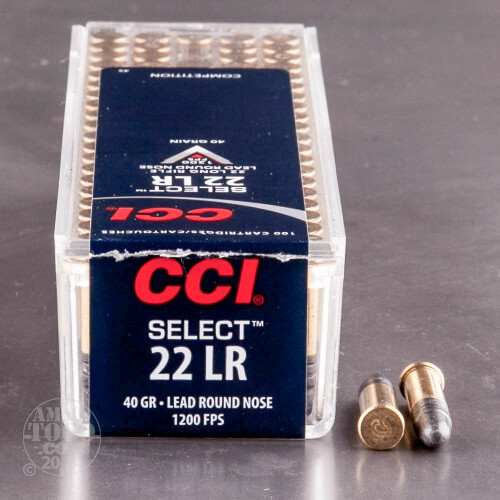 22 Long Rifle (LR) Ammo - 100 Rounds of 40 Grain Lead Round Nose (LRN ...