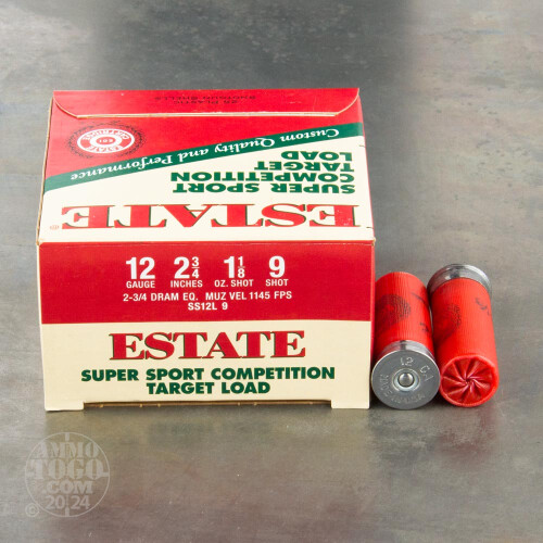 12 Gauge Ammunition for Sale. Estate Cartridge 1-1/8 oz. #9 Shot - 25 ...