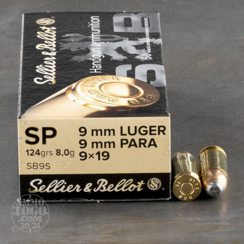 9mm Luger (9x19) Ammo - 50 Rounds of 124 Grain Soft-Point (SP) by ...