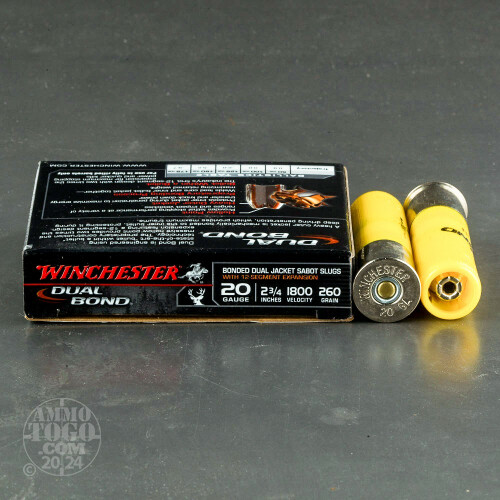 20 Gauge Ammo - 5 Rounds of 260 Grain Sabot Slug by Winchester
