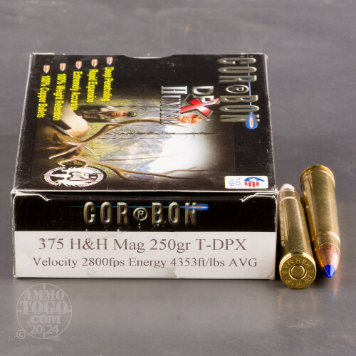 375 H&H Magnum Ammunition for Sale. DPX Ammunition 250 Grain DPX - 20 ...