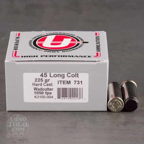 45 Long Colt Ammo - 20 Rounds of 225 Grain Hard Cast by Underwood