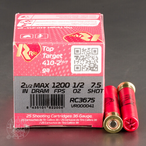 410 Gauge Ammunition for Sale. Rio Ammunition 1/2 oz. #7-1/2 Shot - 25 ...