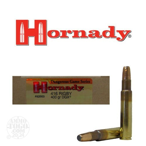 416 Rigby Ammo - 20 Rounds of 400 Grain DGX by Hornady